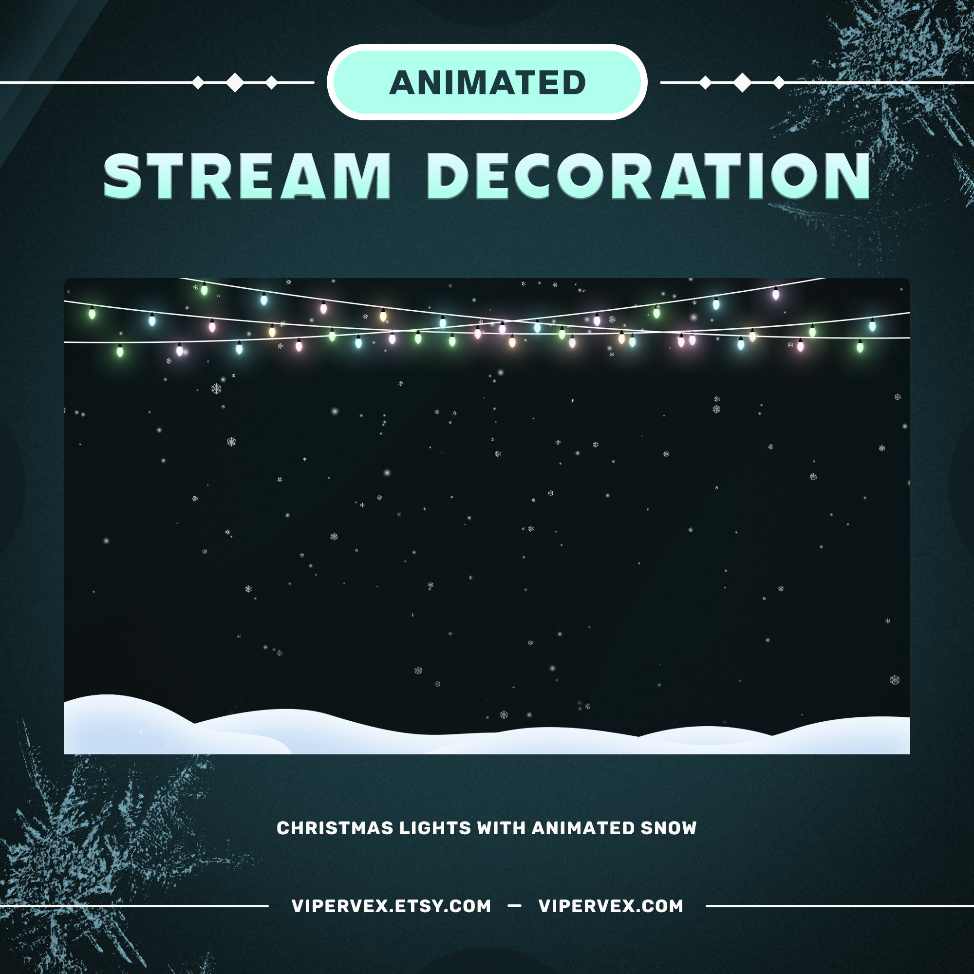 Christmas Lights Stream Overlay: Animated Falling Snow (webm) - Etsy