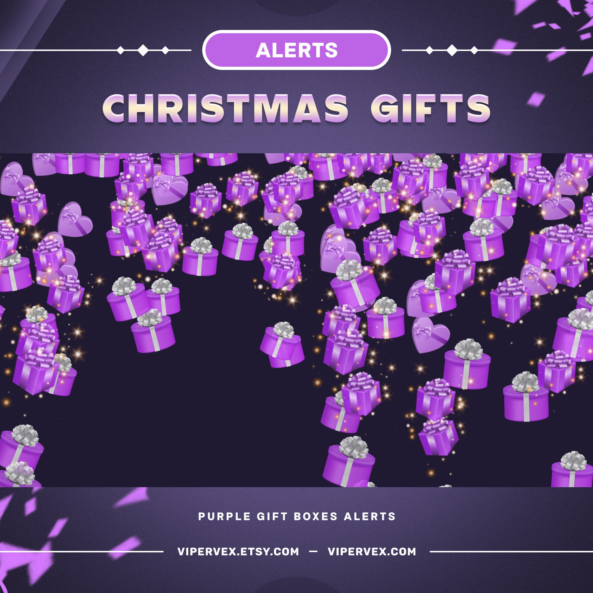 Purple Christmas Gifts Twitch Alerts: Animated Stream Overlay (webm) - Etsy