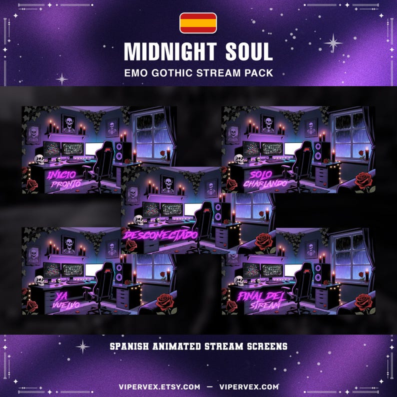 Emo Gothic Twitch Overlay Bundle – Animated Stream Screens ...