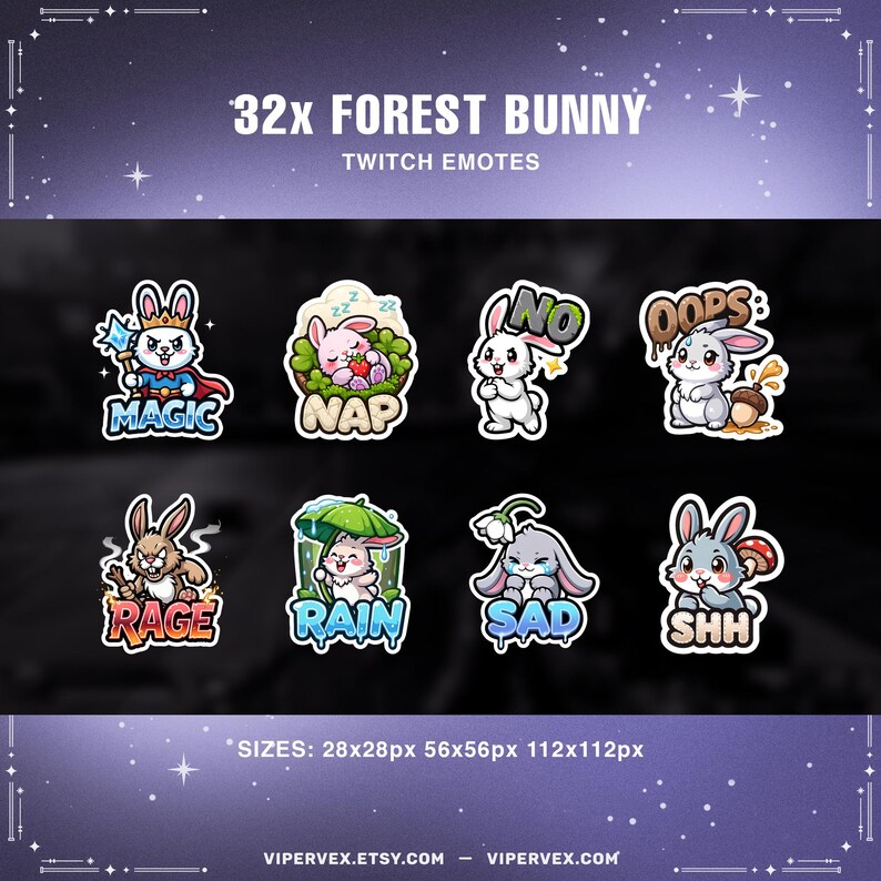 32 Bunny Twitch Emotes, Cute Rabbit Emote Pack, Tiktok Youtube Emotes ...