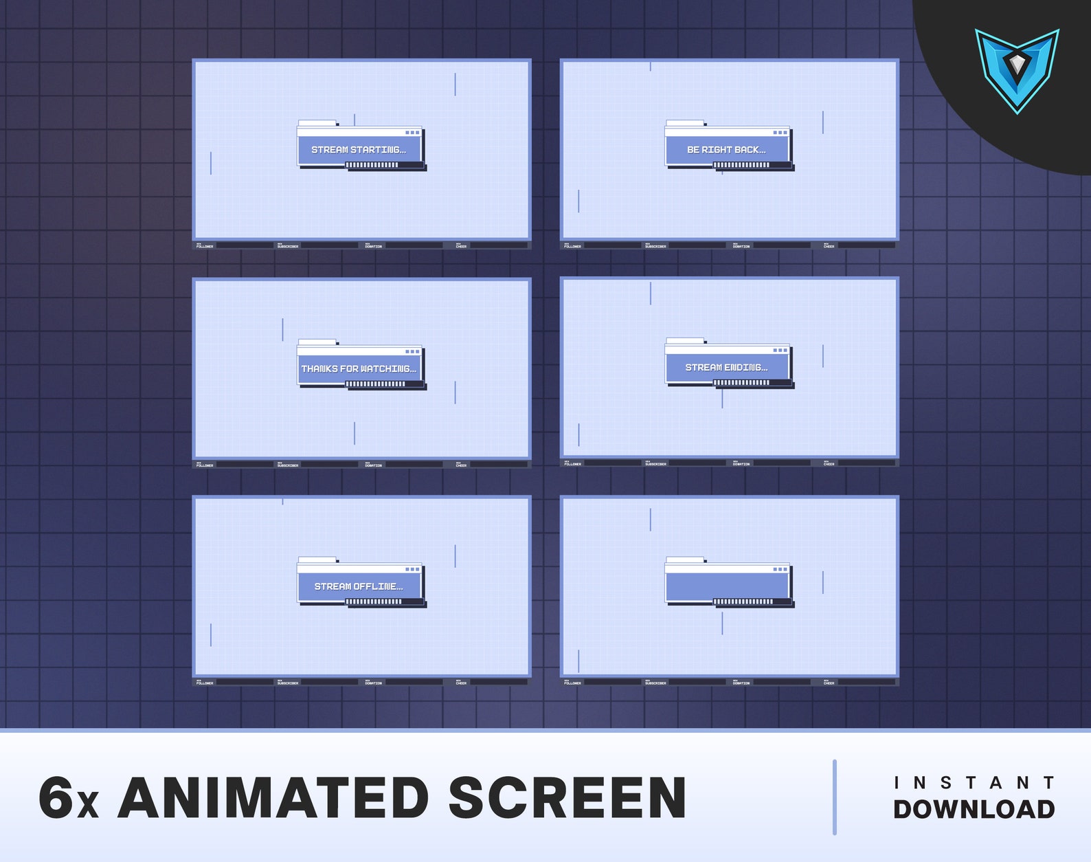 Animated Twitch Overlay Blue Pixels, Twitch Overlay Cozy, Kawaii Twitch ...