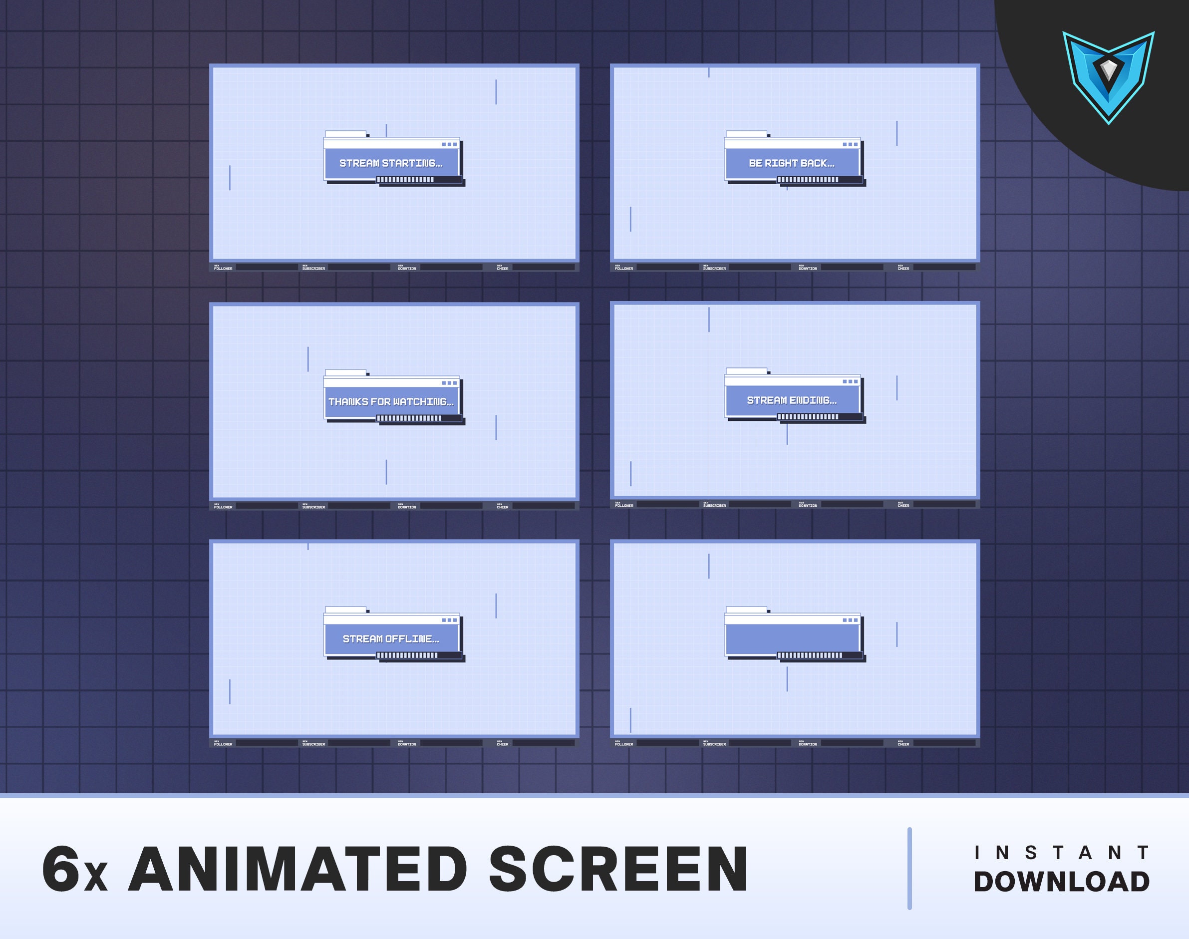 Animated Twitch Overlay Blue Pixels Twitch Overlay Cozy - Etsy