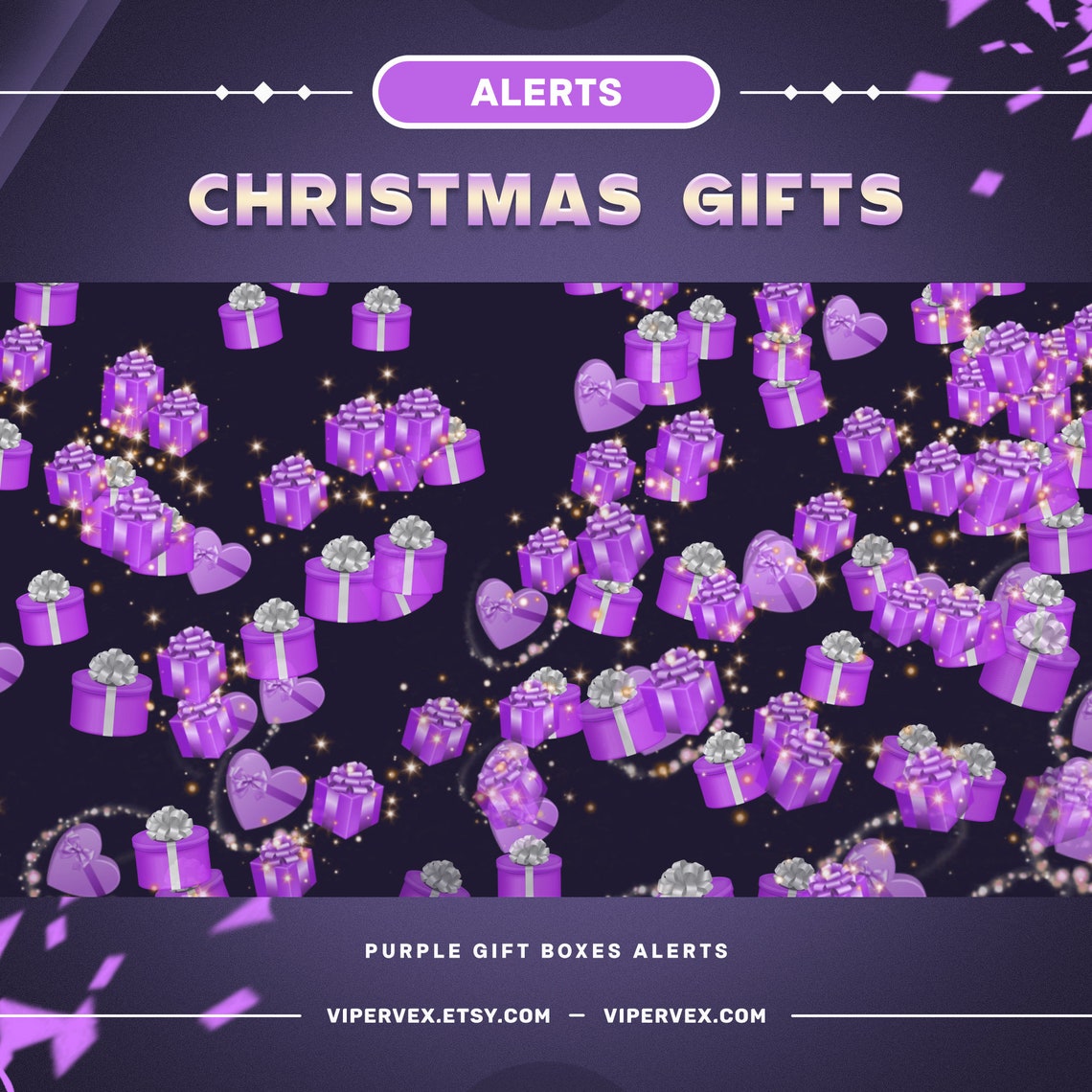 Purple Christmas Gifts Twitch Alerts: Animated Stream Overlay (webm) - Etsy