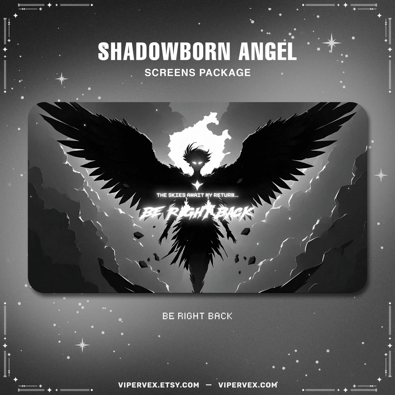 Dark Angel Stream Screens: Gothic Twitch Overlay Pack (animated) - Etsy