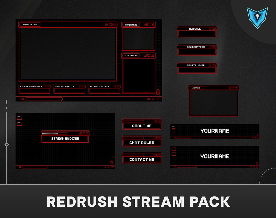 Black and Red Twitch Overlay Stream, Dark Twitch Overlay, Black Twitch ...