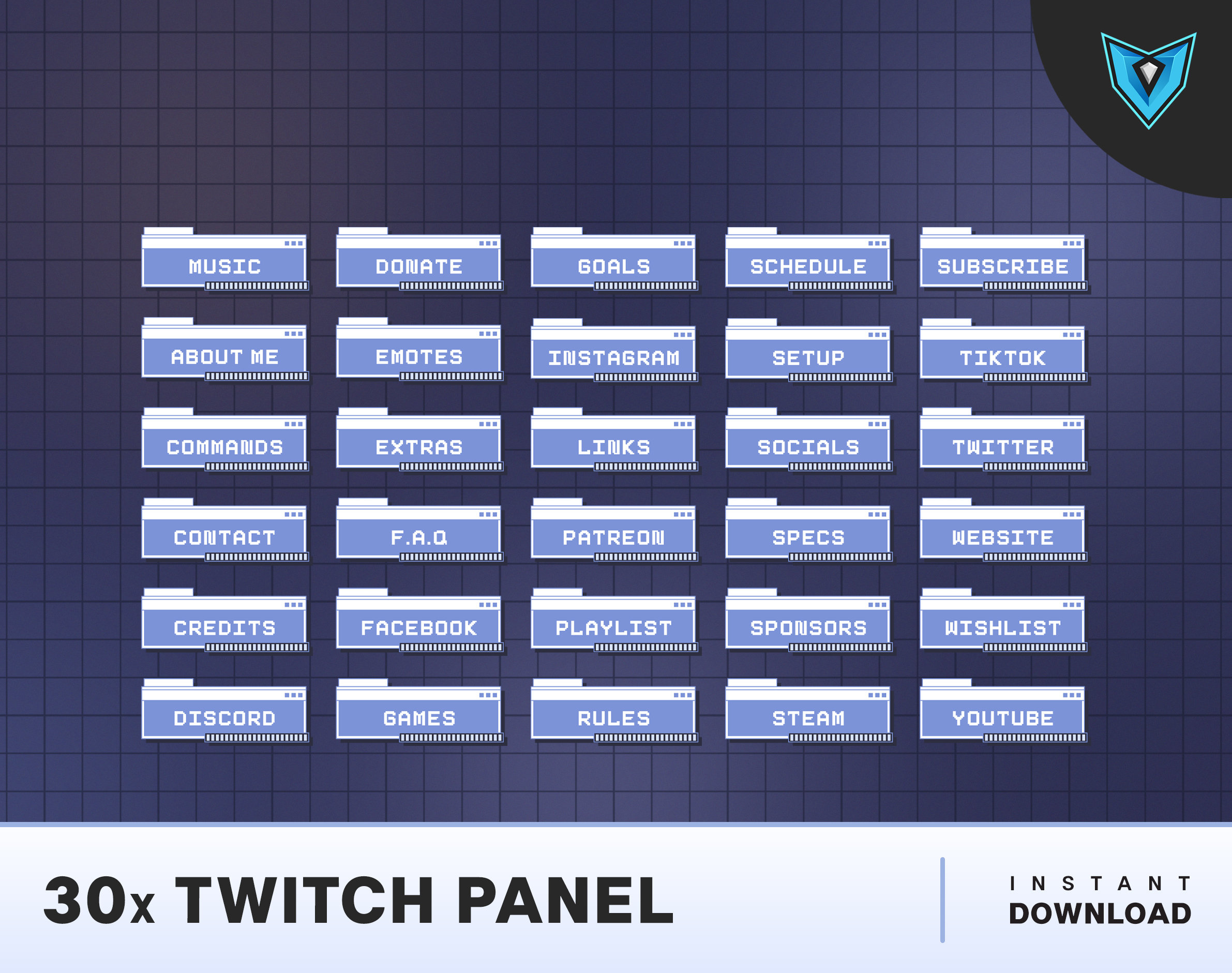 Animated Twitch Overlay Blue Pixels Twitch Overlay Cozy - Etsy