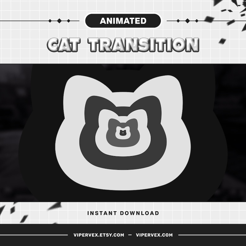 Twitch Cat Stinger Transition: Black & White Kitty Overlay (webm) - Etsy