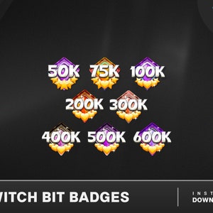 Twitch Bit Badges Cute Numbered, Bit Badges, Sub Badges, 18 Bit Badges ...