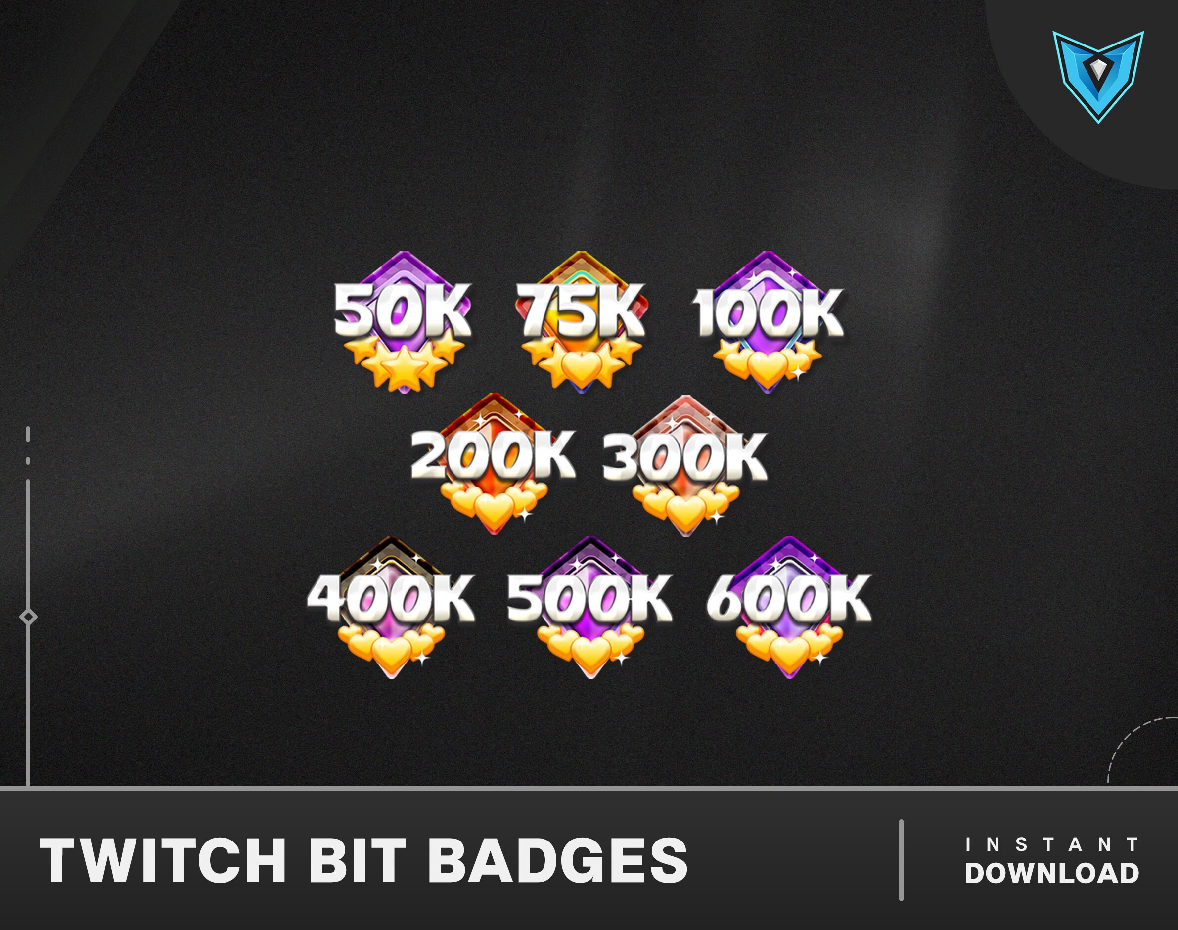 Twitch Bit Badges Cute Numbered, Bit Badges, Sub Badges, 18 Bit Badges ...