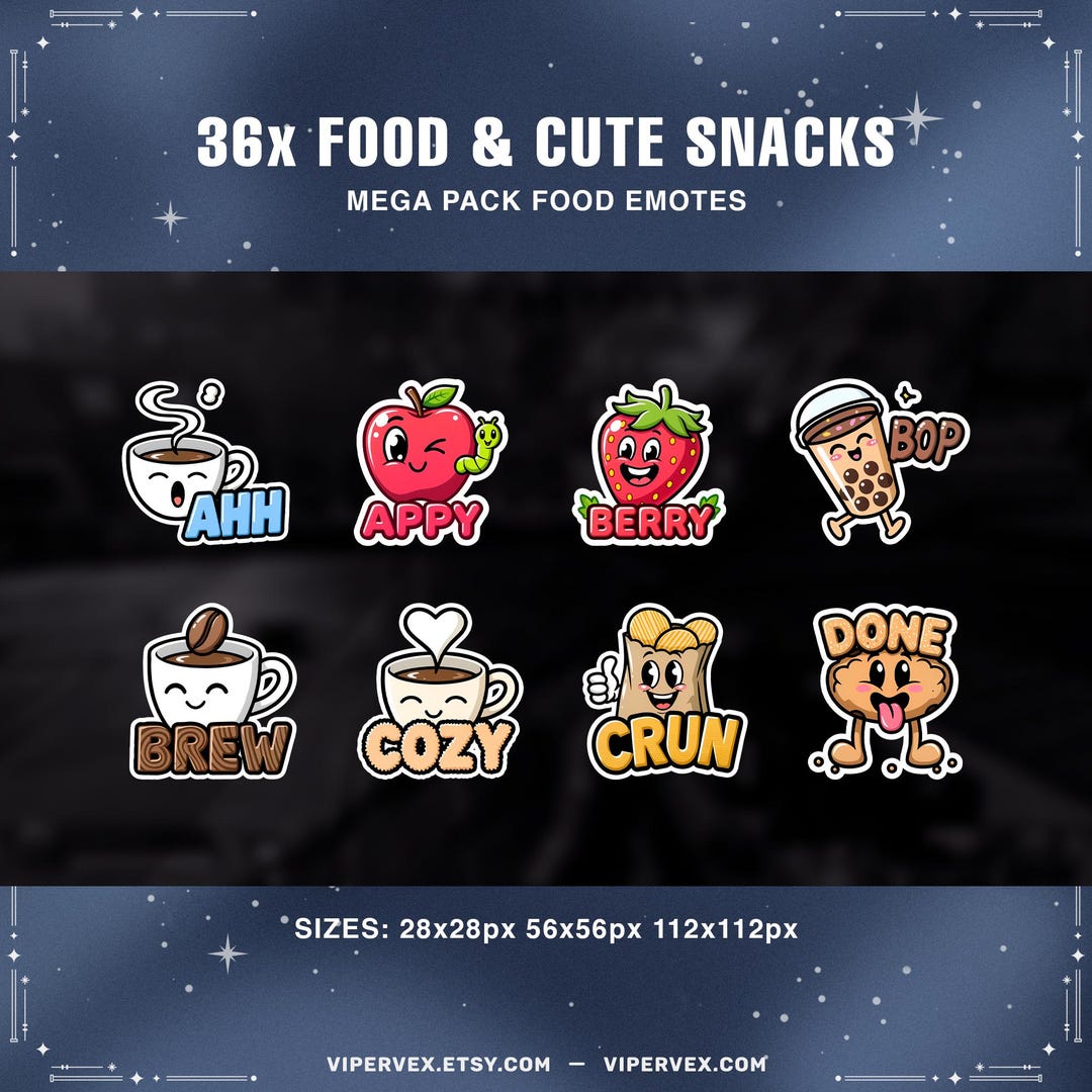 Kawaii Food Snacks Twitch Emotes | Animated Stream Emotes (digital ...