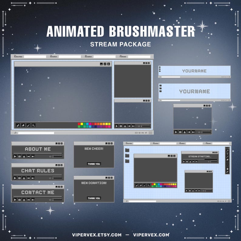 Animated Stream Overlay Package Blue, Twitch Loading Screen, Twitch ...