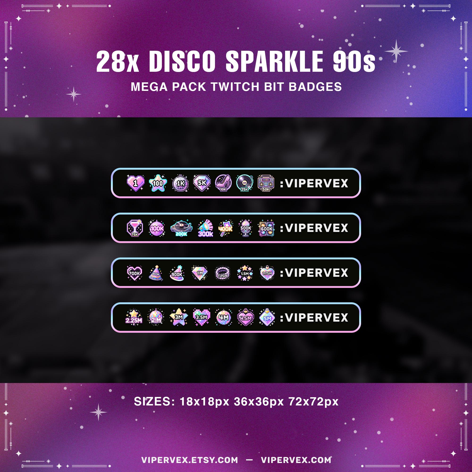 Retro 90s Disco Bit Badges: Neon Pixel Streamer Set (digital Download ...