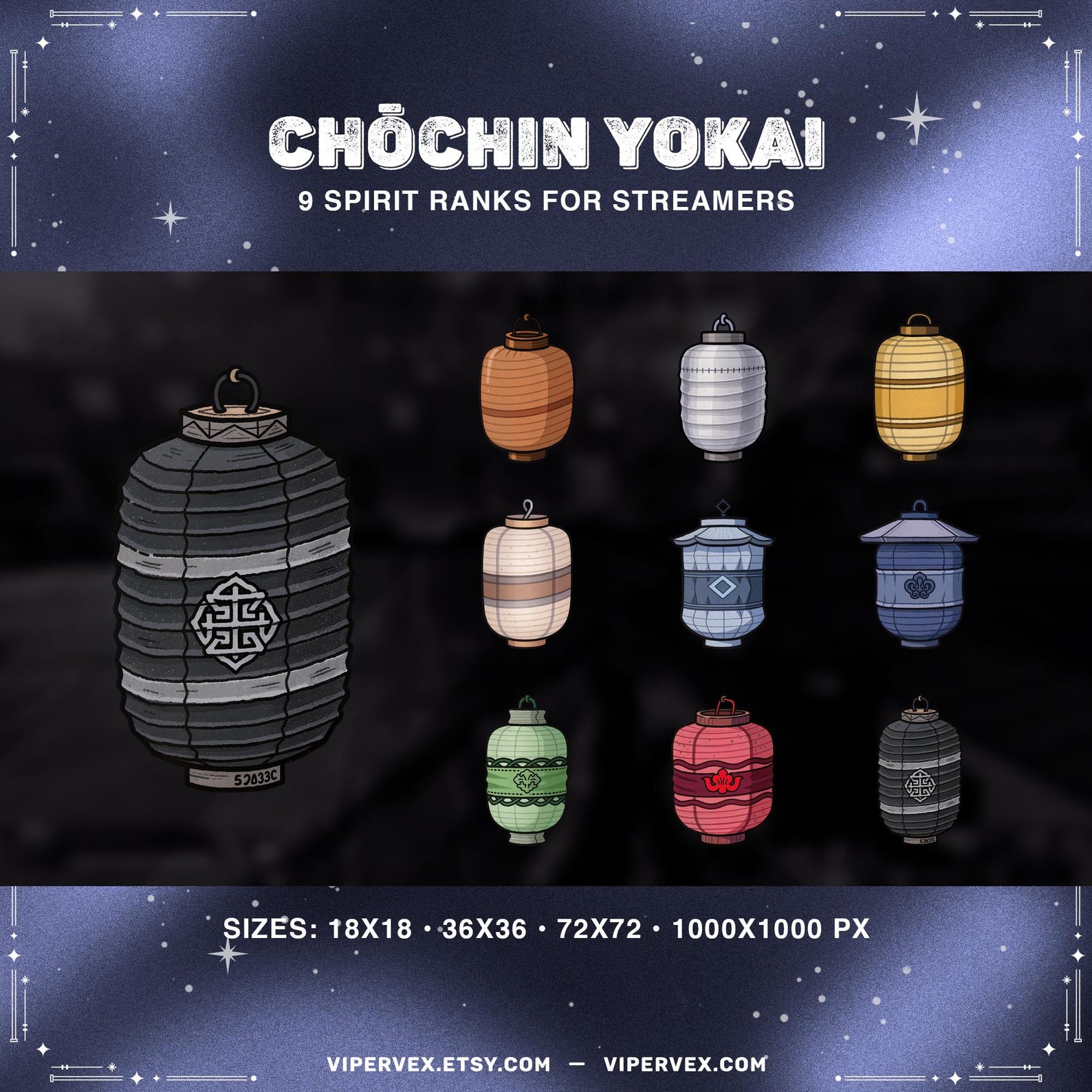 Sub Badges Chochin Yokai Pack | Japanese Lantern Ghost Icons | Yokai ...