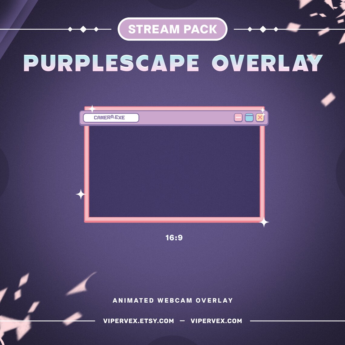Animated Purple Stream Overlay Package, Lofi Aesthetic Stream Package ...