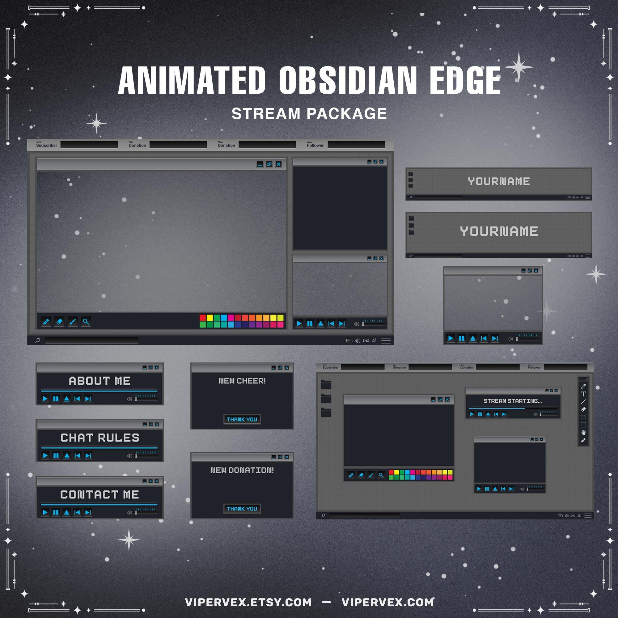Gray Animated Stream Overlay Package, Twitch Screens, Alerts, Banners ...