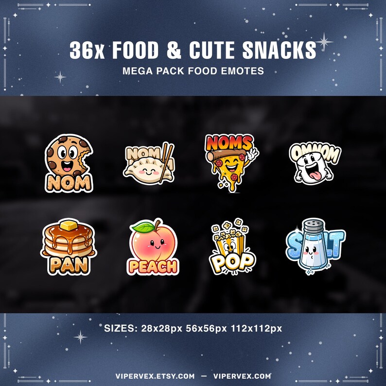 Kawaii Food Snacks Twitch Emotes | Animated Stream Emotes (digital ...