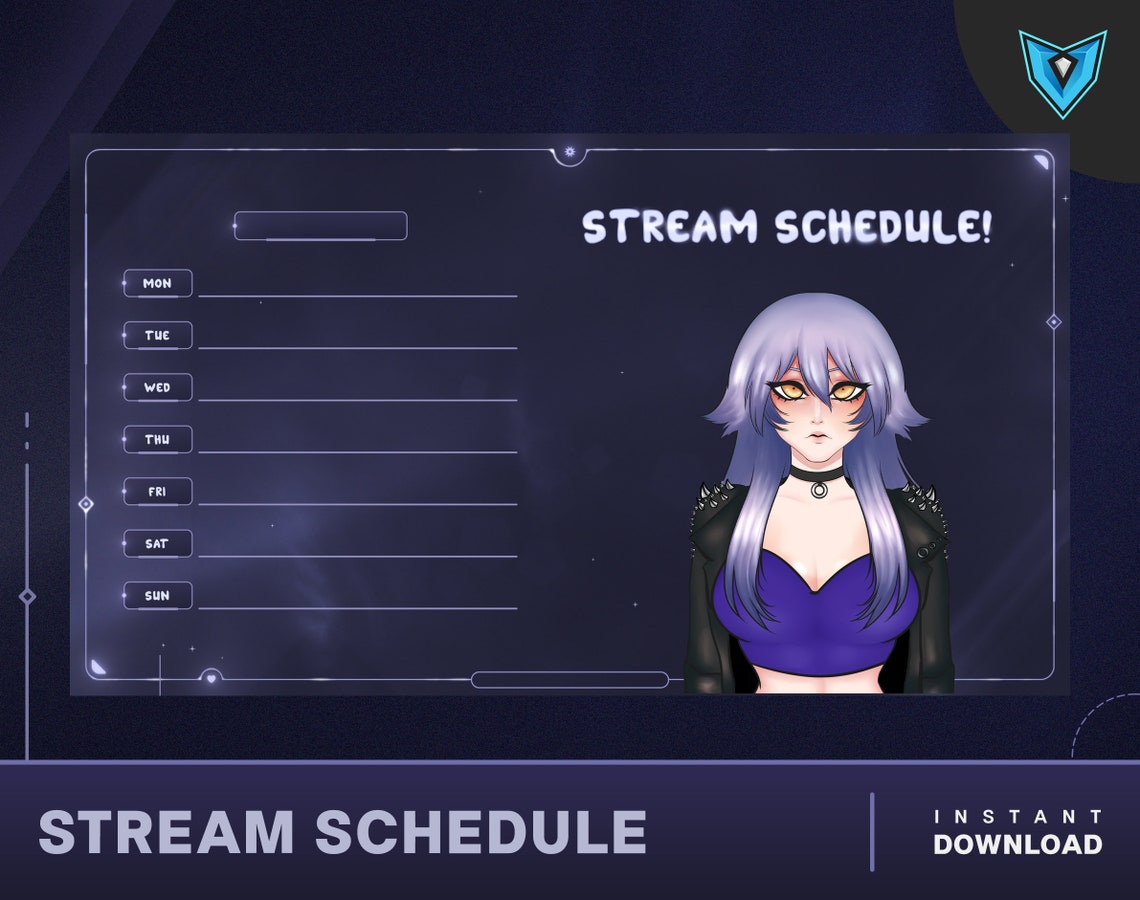 Purple Twitch Stream Schedule Screen, Stream Schedule Vtuber, Cute ...
