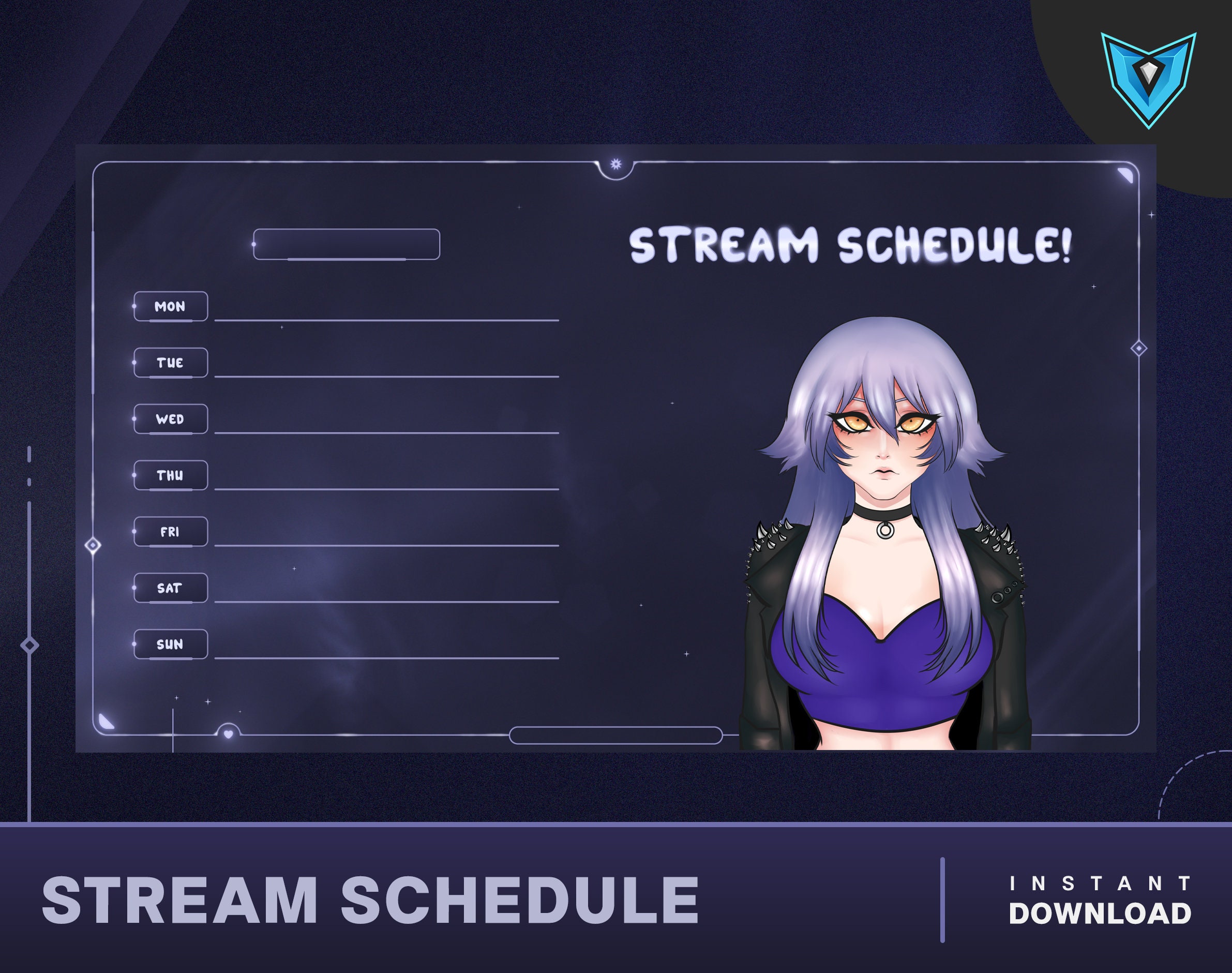 Purple Twitch Stream Schedule Screen, Stream Schedule Vtuber, Cute ...