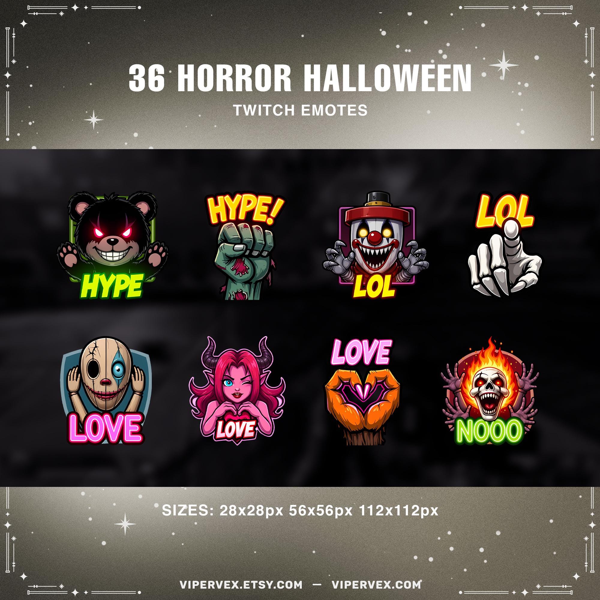 Horror Twitch Emotes – 36 Scary PNG Emotes for Streamers, Discord ...
