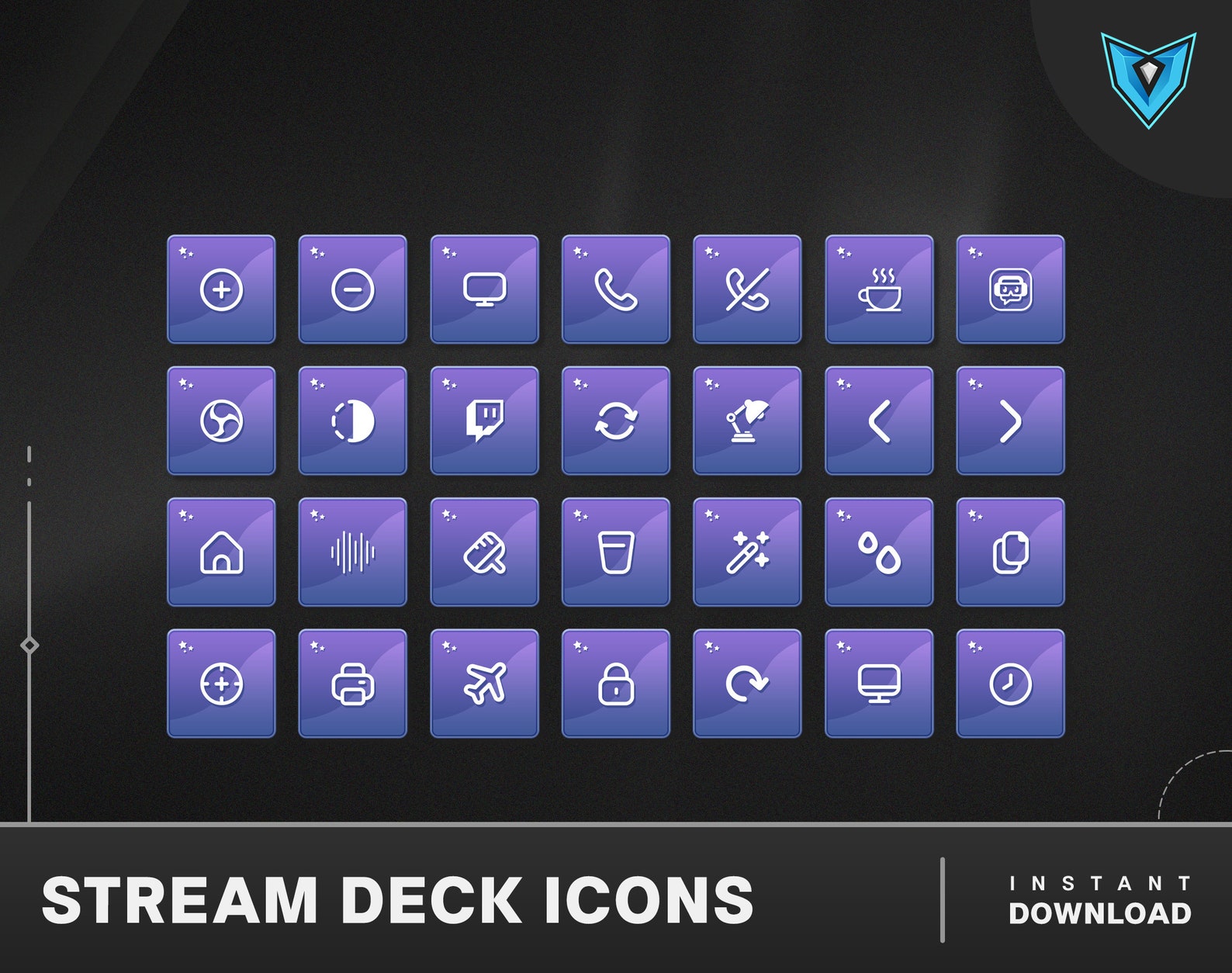 Streamdeck Icons Purple | 84 Streamdeck Icons | Twitch Streamer Assets ...