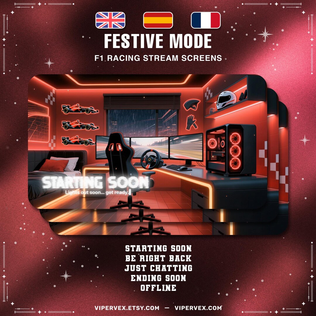 F1 Racing Twitch Stream Screens | Animated Gaming Room Overlay ...