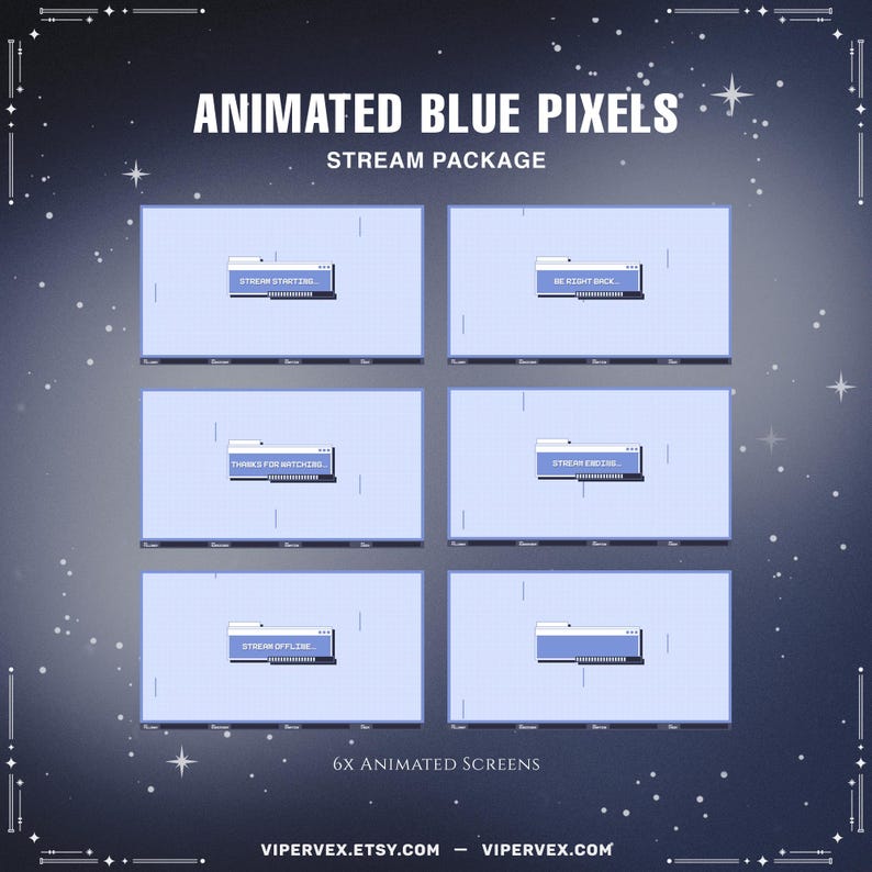 Animated Blue Pixels Twitch Overlay Package - Etsy