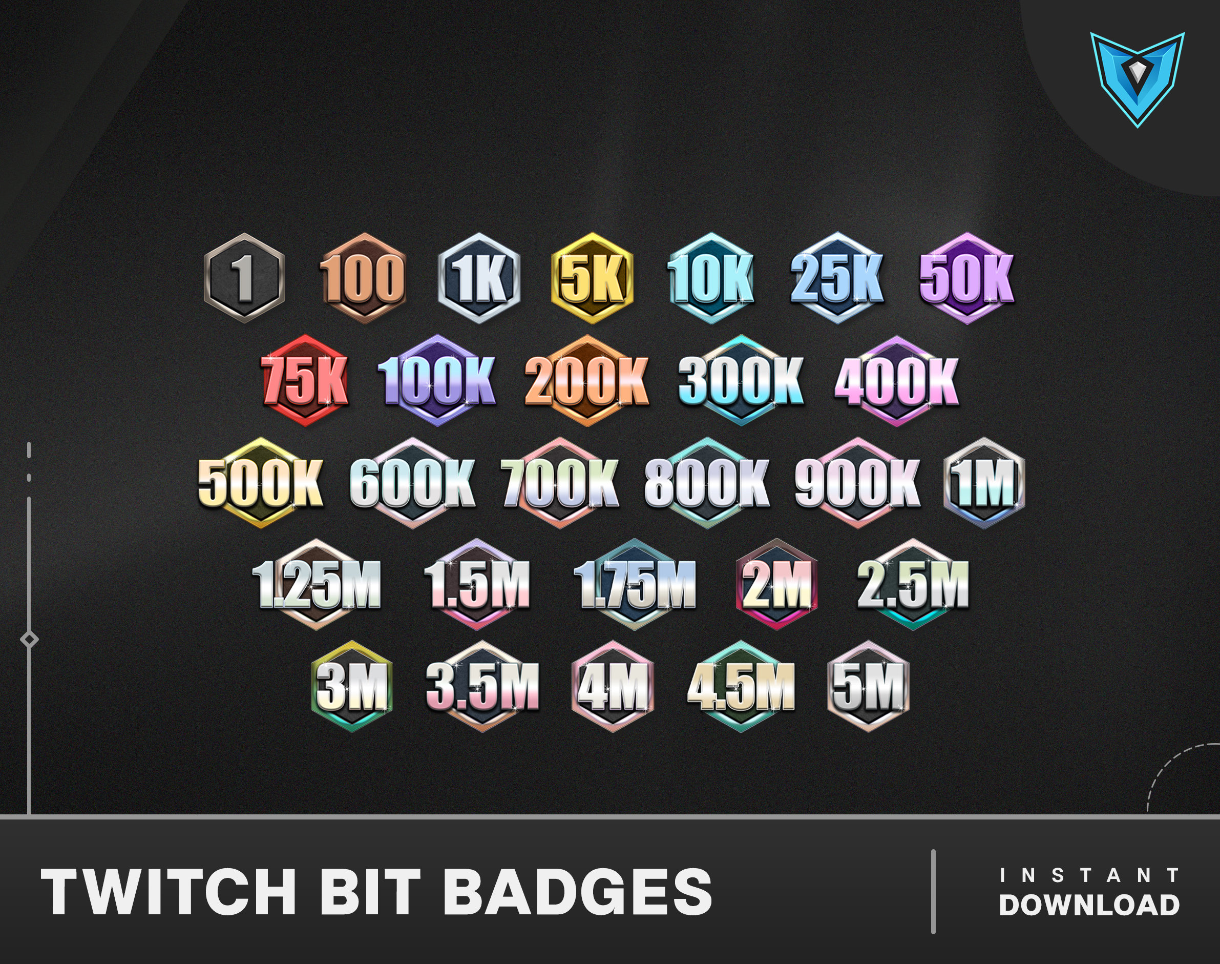 28 Twitch Bit Badges Numbers, Twitch Sub Badges, Twitch Bit Emotes, Bit ...