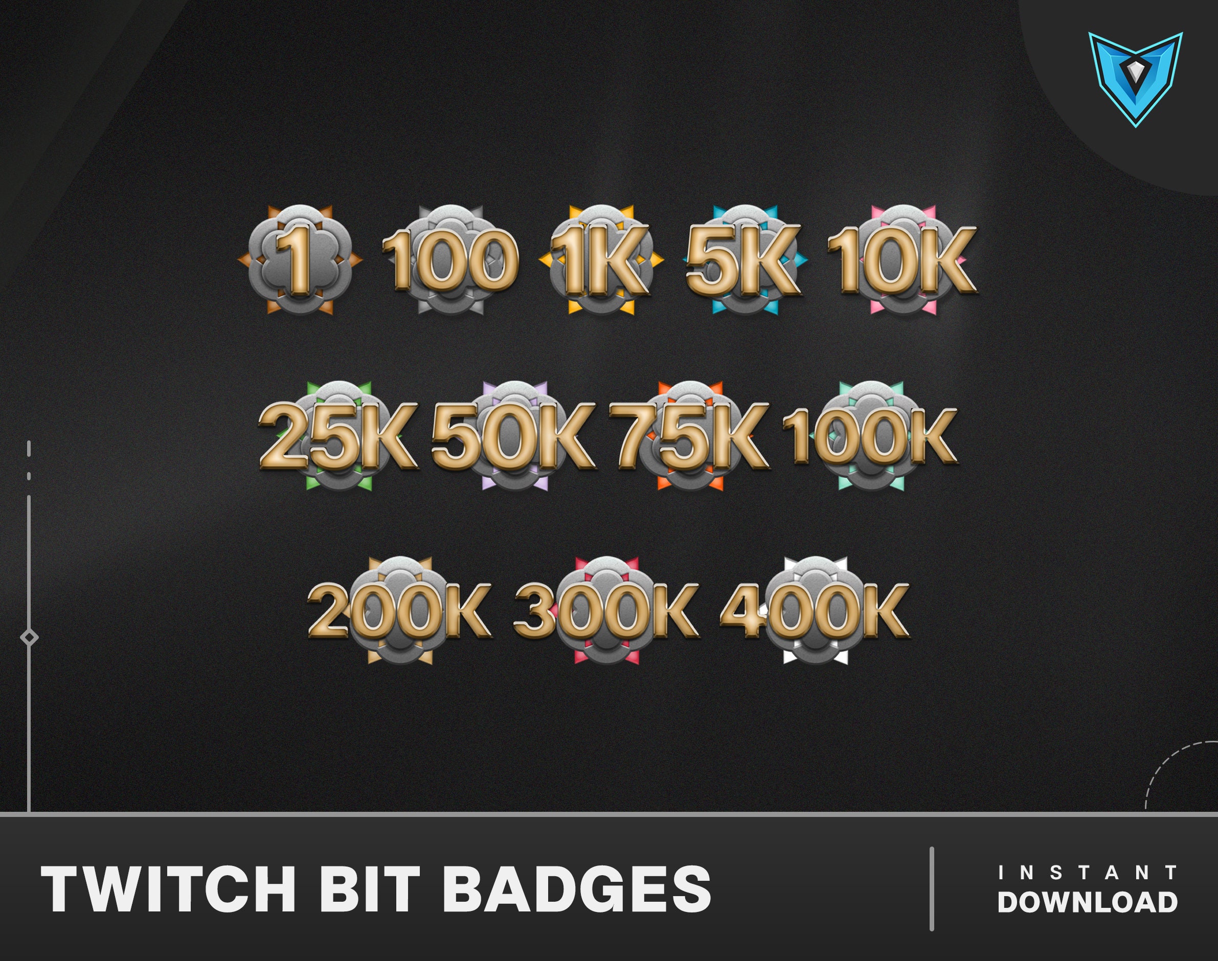 Numbered Twitch Bit Badges Bit Badges Numbers Cheer Badges - Etsy