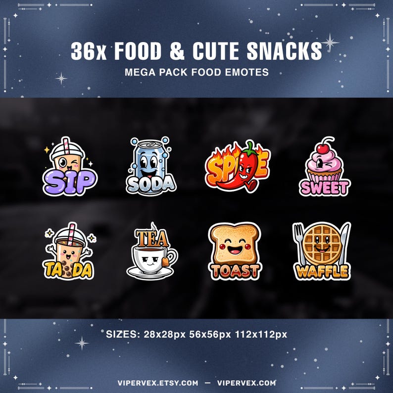Kawaii Food Snacks Twitch Emotes | Animated Stream Emotes (digital ...