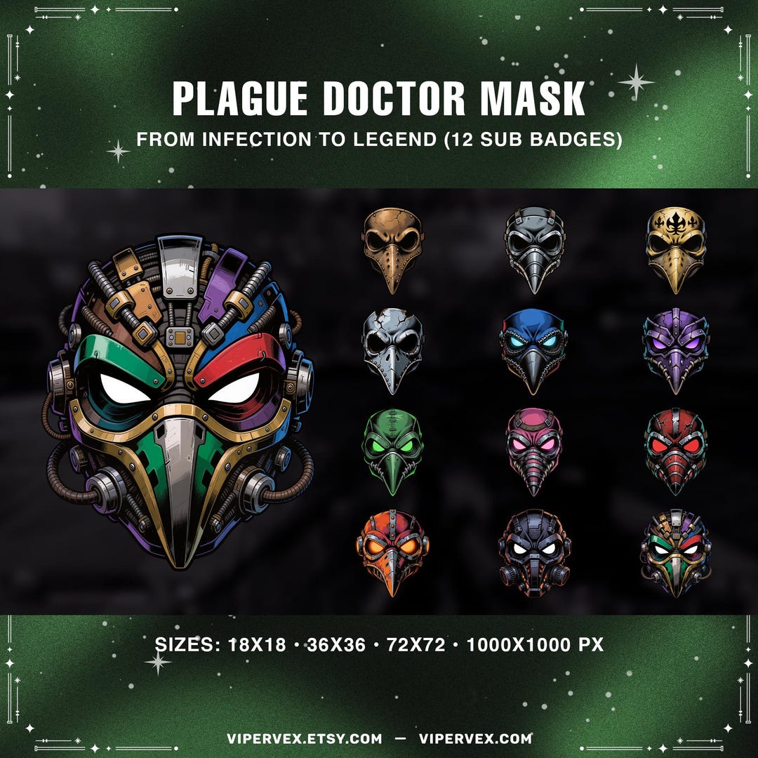 Plague Doctor Twitch Sub Badges Dark Medieval Tiered Subscriber Icons ...