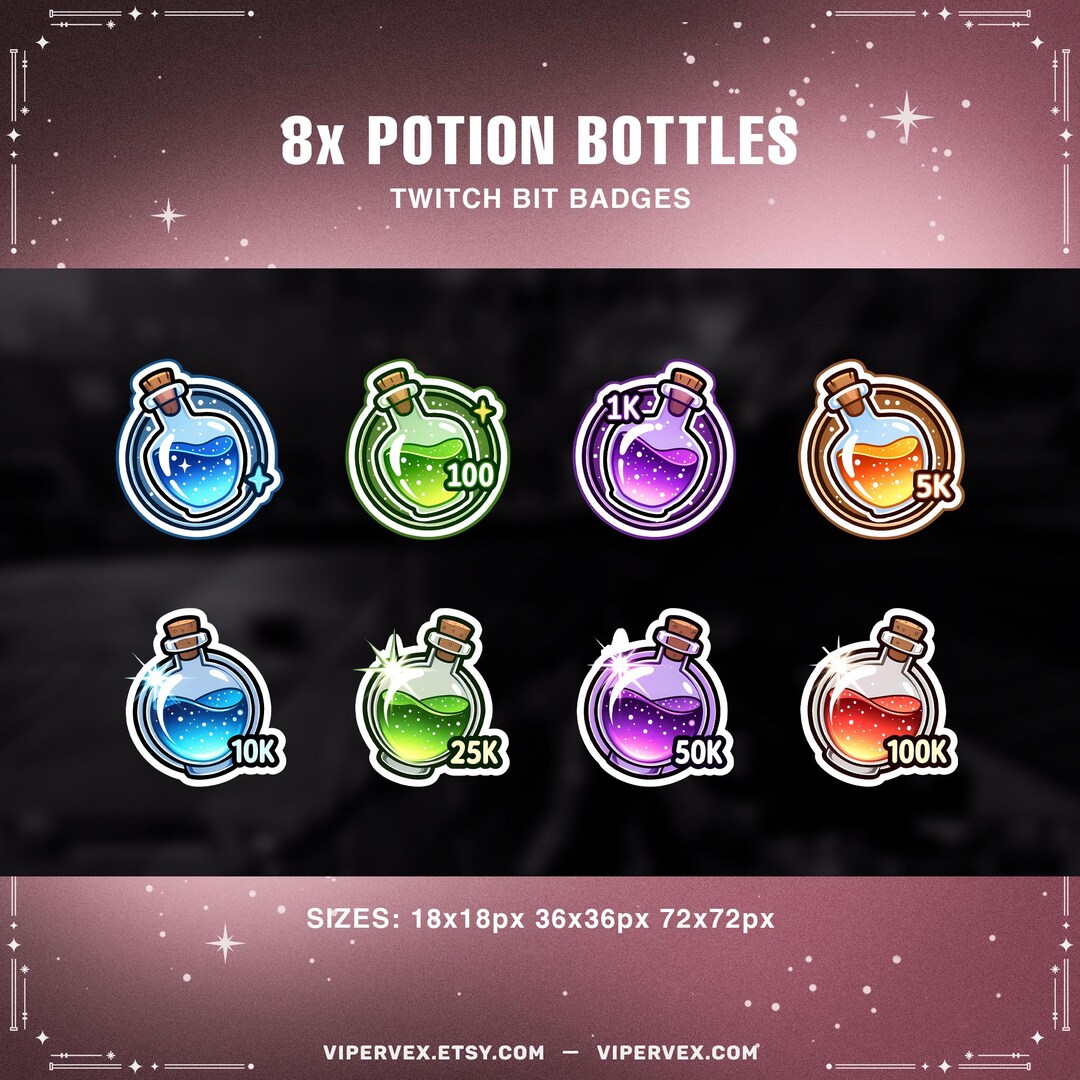 Potion Bottle Twitch Bit Badges: Magic Alchemy Icons (digital Download ...