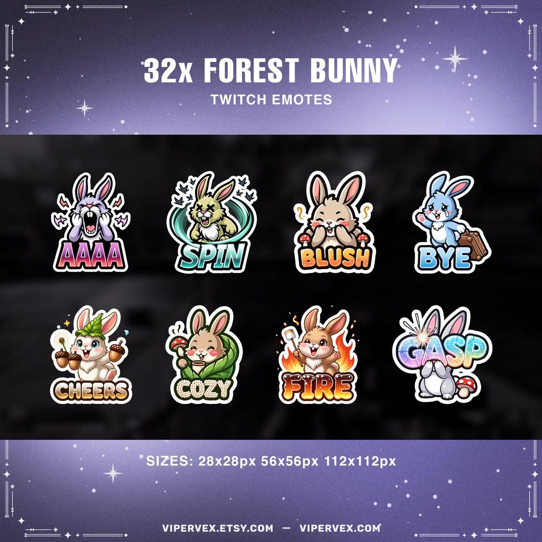 32 Bunny Twitch Emotes, Rabbit Emojis (digital Download) - Etsy