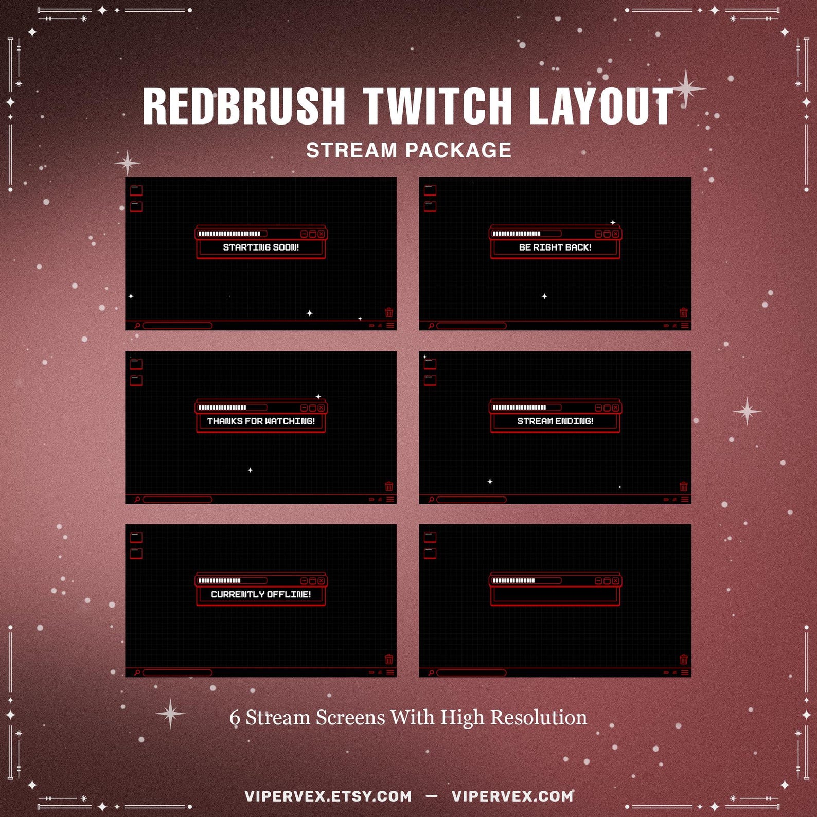Black and Red Twitch Overlay Stream, Dark Twitch Overlay, Black Twitch ...