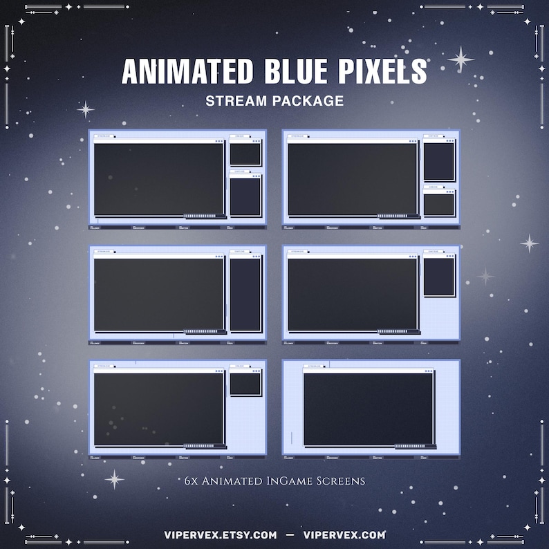 Animated Blue Pixels Twitch Overlay Package - Etsy