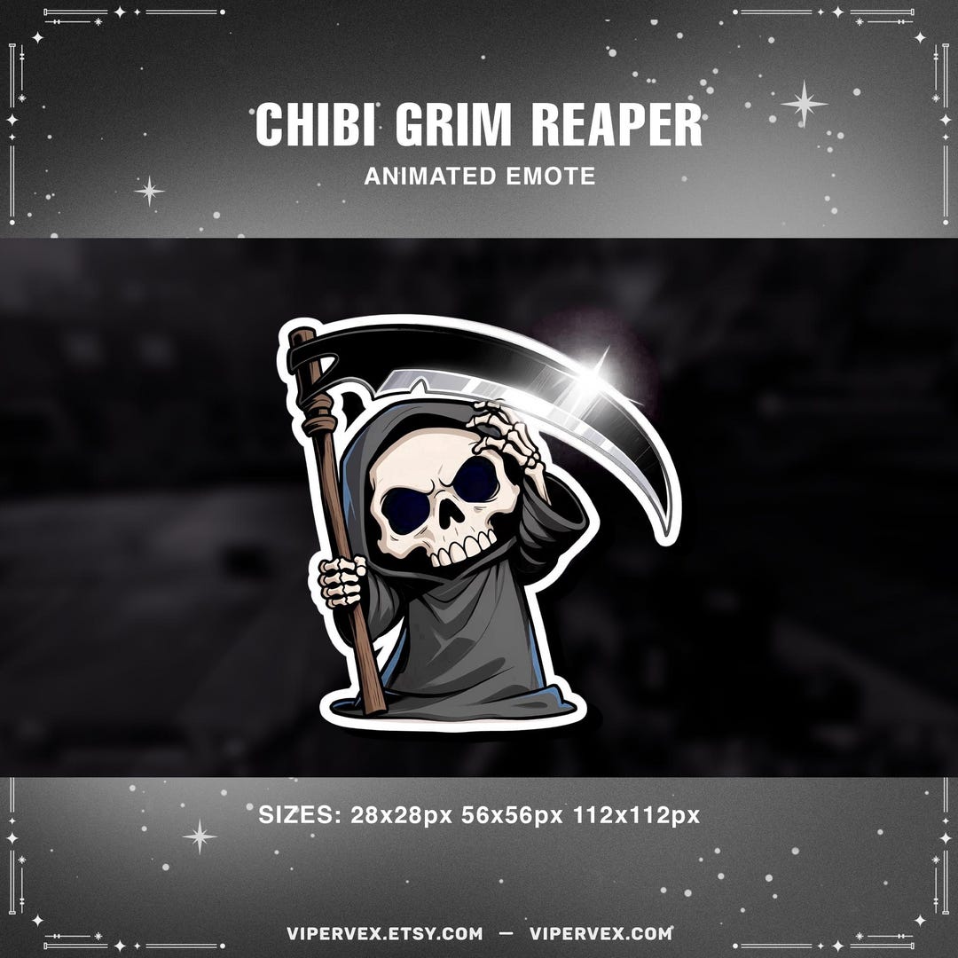 Chibi Grim Reaper Animated Emote: Spooky Halloween GIF (digital ...