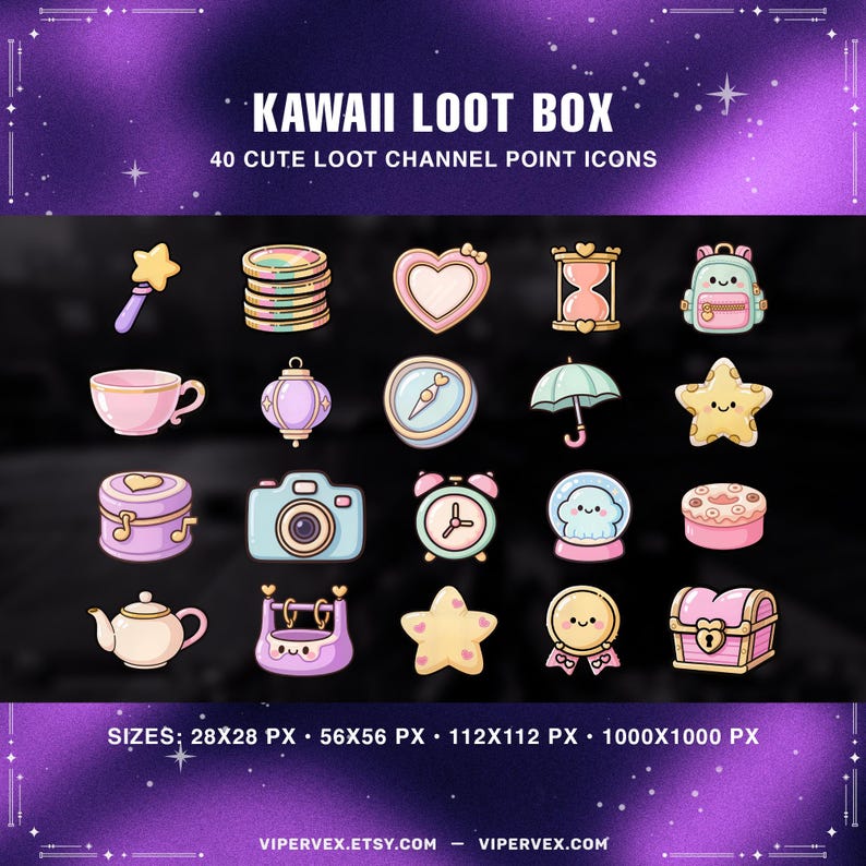 Kawaii Loot Twitch Channel Points | Cute Loot Rewards Icons • Kawaii ...