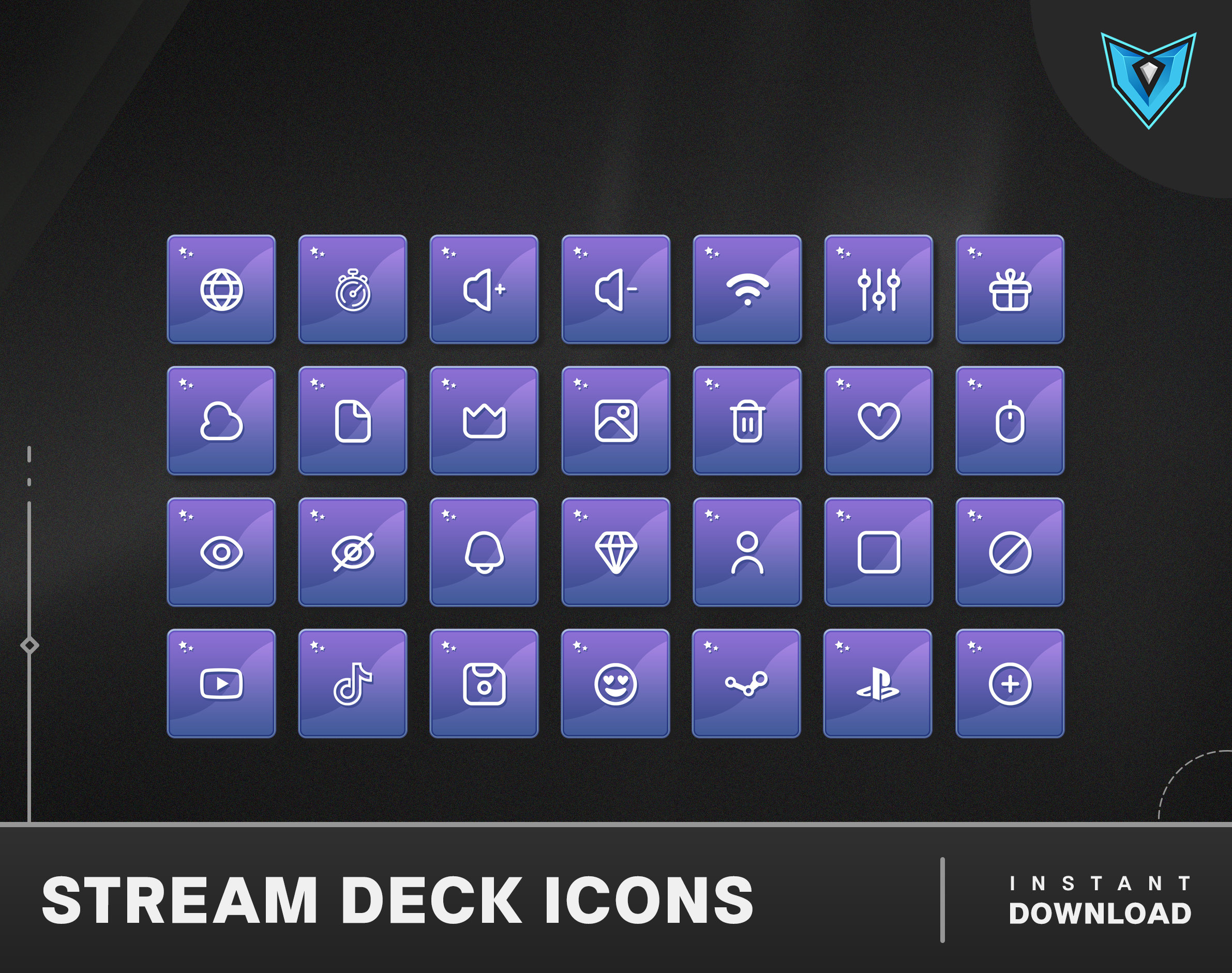 Streamdeck Icons Purple | 84 Streamdeck Icons | Twitch Streamer Assets ...