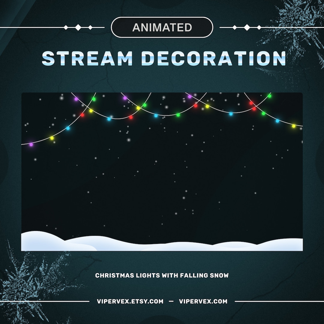 Christmas Lights Stream Decoration With Falling Snow, Winter Twitch ...