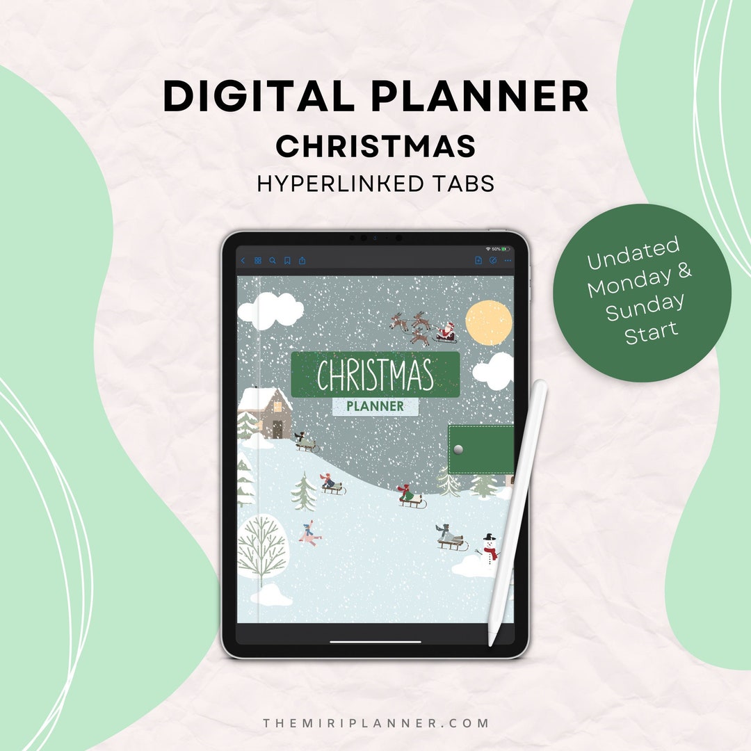 Christmas Digital Planner, Undated Digital Planner, Christmas Theme ...