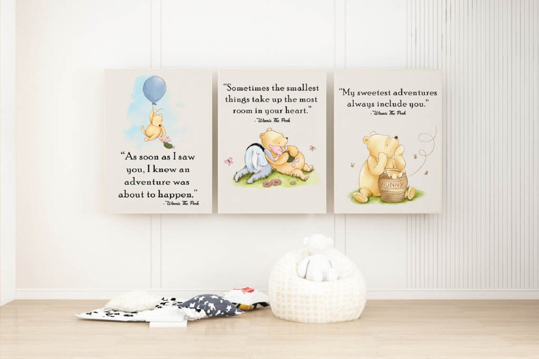 Set of 3 Winnie the Pooh Quote Prints | Nursery Wall Art | Nursery ...