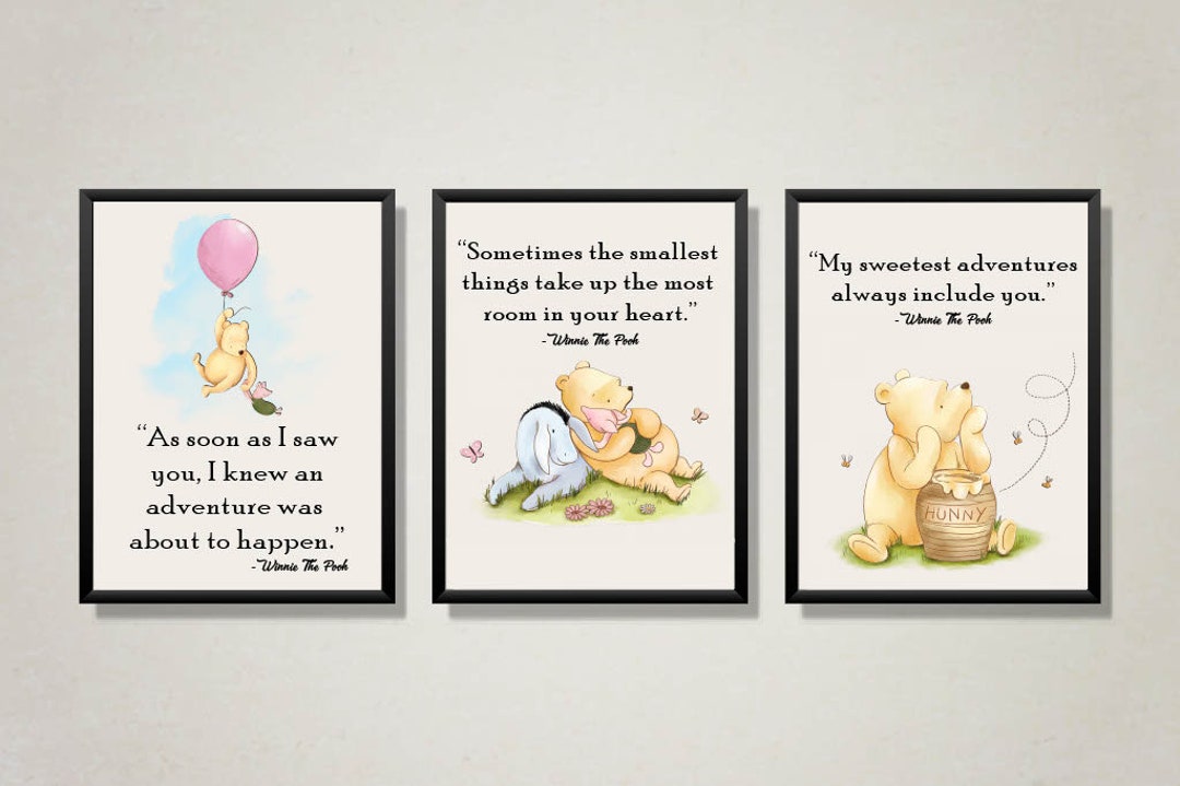 Set of 3 Winnie the Pooh Quote Prints | Nursery Wall Art | Nursery ...