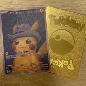 Pikachu With Grey Felt Hat Van Gogh Metal Replica Pokémon Card - Etsy