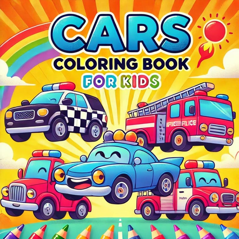 Cars Coloring Book for Kids - Printable Coloring Pages | Digital ...