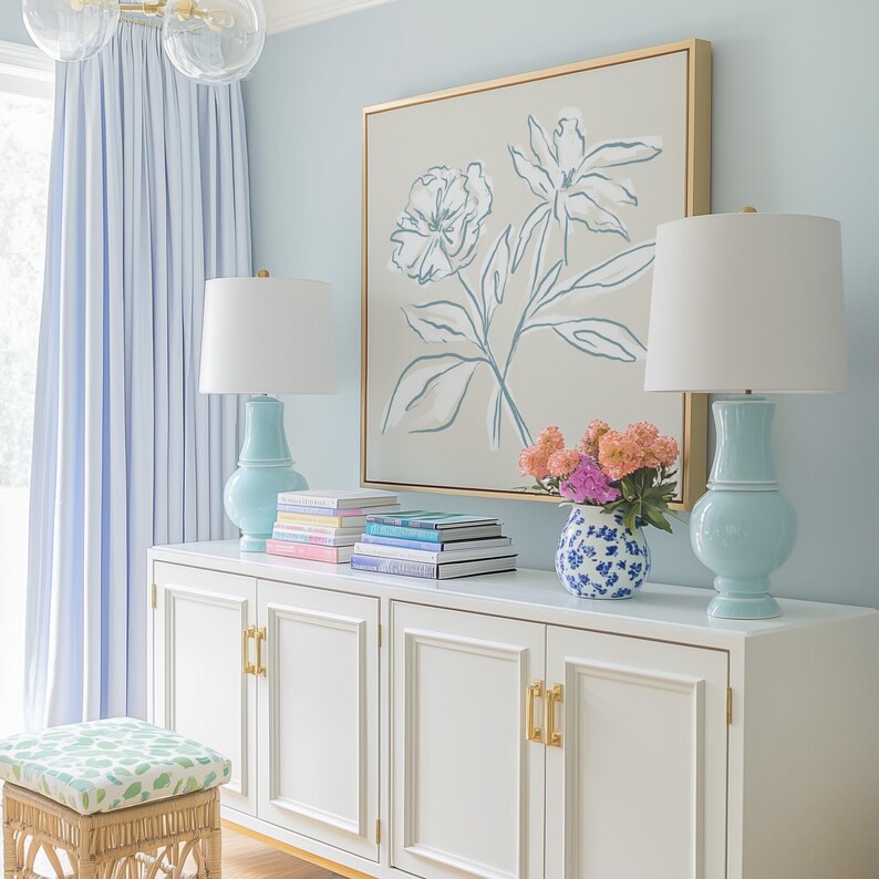 Modern Southern Floral Wall Art Digital Download of Sketched Flower ...