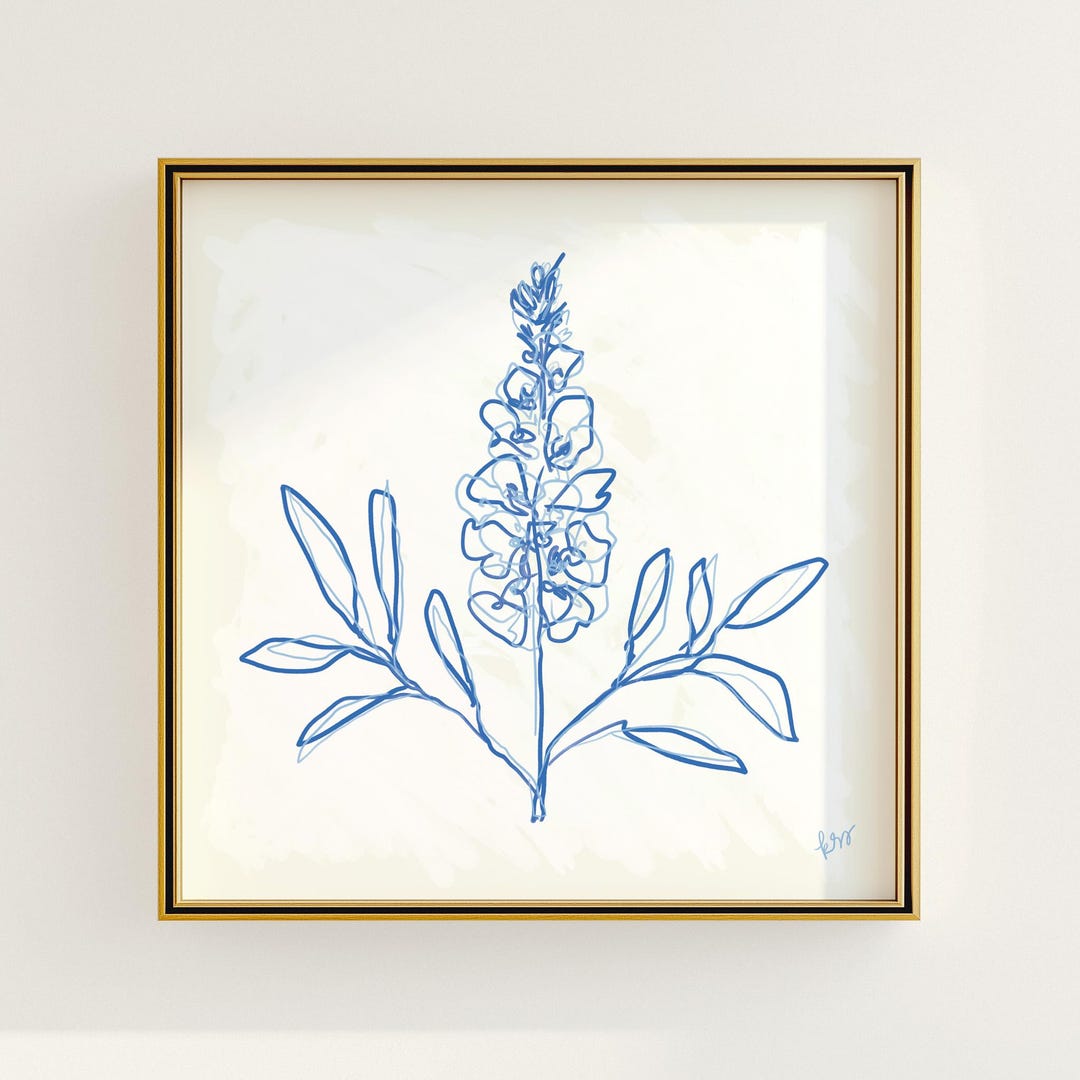 Texas Bluebonnet Botanical Print | Grandmillennial Wall Decor | Modern ...