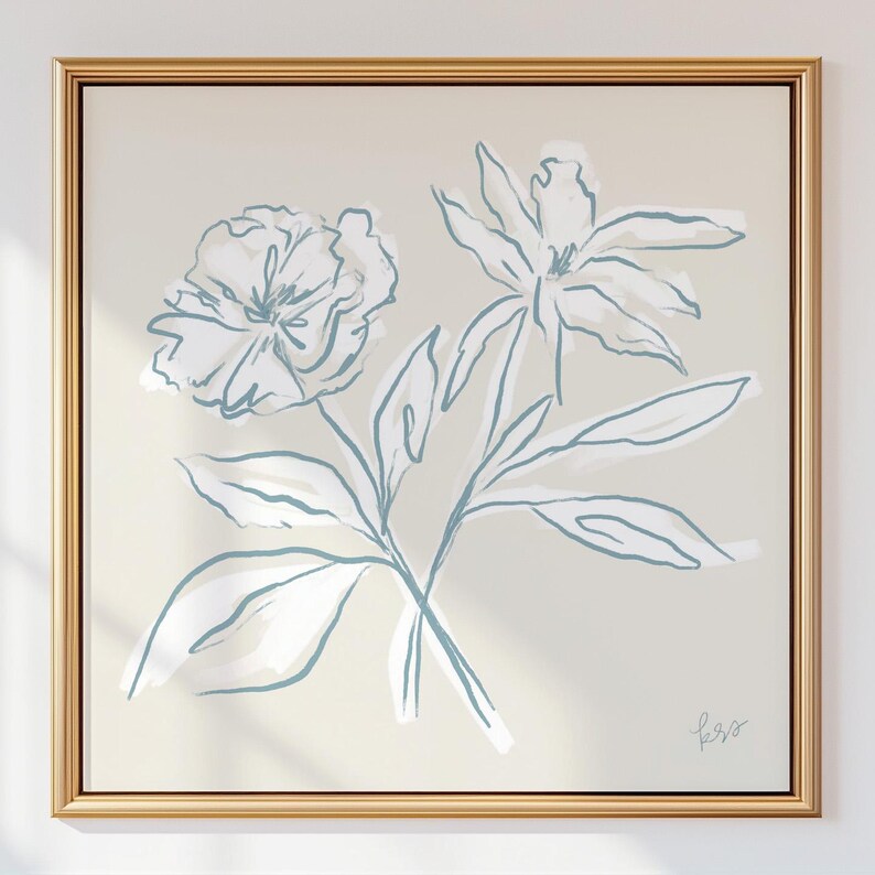 Modern Southern Floral Wall Art Digital Download of Sketched Flower ...