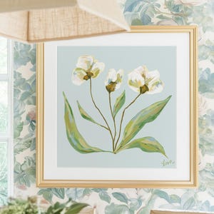 Modern Southern Floral Wall Art | Digital Download of Light Blue White ...