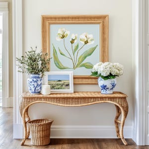Modern Southern Floral Wall Art | Digital Download of Light Blue White ...