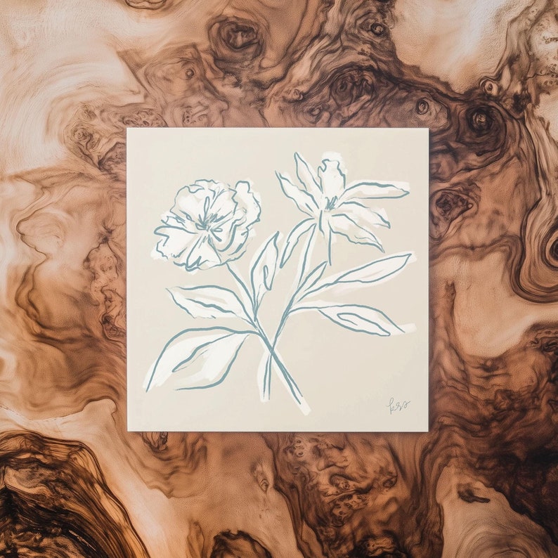 Modern Southern Floral Wall Art Digital Download of Sketched Flower ...