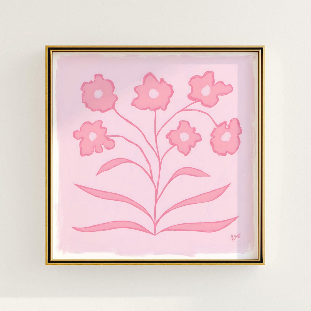 Pink Floral Botanical Print | Grandmillennial Wall Decor | Modern ...